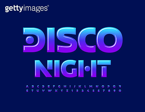 Vector advertising flyer Disco Night. Bright creative Alphabet Letters ...