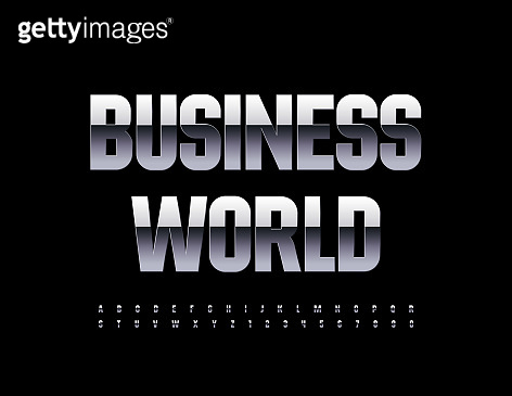 Vector modern emblem Business Logo with metallic shiny Alphabet Letters ...