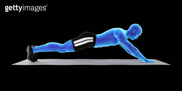 3D illustration of a fit man, doing extended plank exercise 이미지 ...