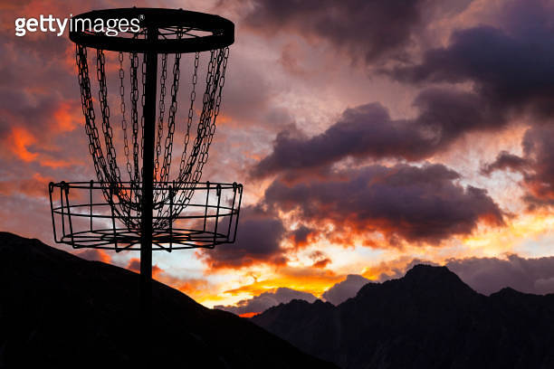 Disc Golf Basket at Sunset in the Southern Alps of New Zealand ...