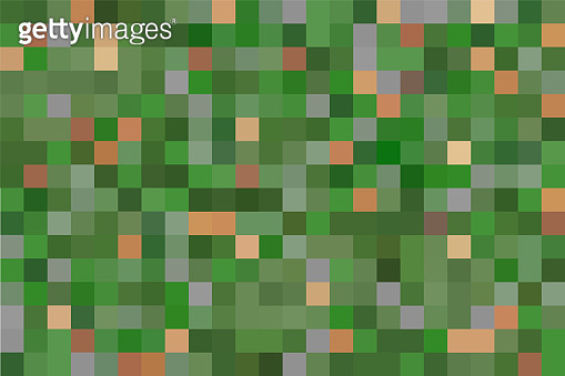 Abstract green color square pixel mosaic background illustration. Grass ...