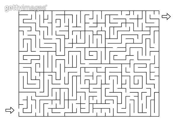Rectangle labyrinth with entry and exit. Line maze game. Hard -Medium complexity. Kids maze ...