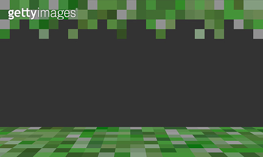 Abstract green color square pixel mosaic background illustration. Grass ...