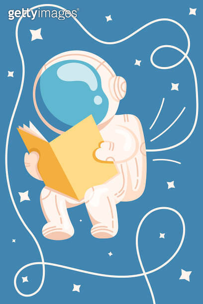 Other space poster of deep space with stars and astronaut reading a ...