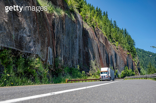 Big rig quality freight semi truck transporting cargo in bulk semi ...