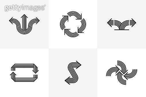 Concept arrows vector logos set isolated, double arrows symbol ...
