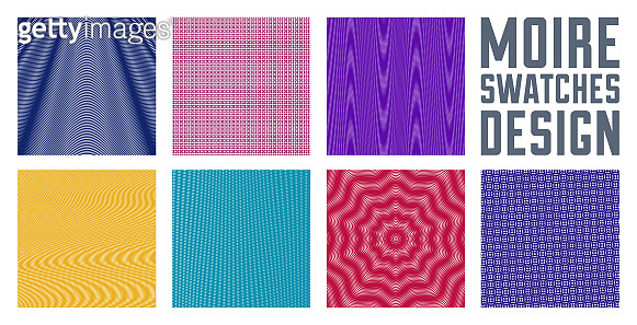 Abstract vector backgrounds set made with linear Moire, op art effect ...