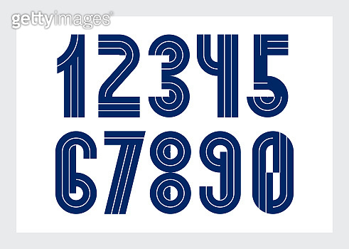 Geometric numbers set, vector digits, retro 90s style trendy numerals ...