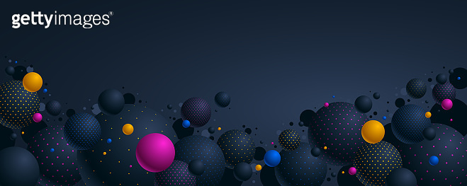 Black and color dotted spheres vector illustration with copy space ...