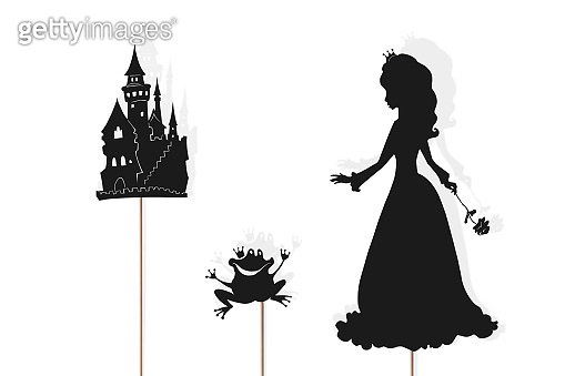 Princess and Frog shadow puppets (1444473358) - 게티이미지뱅크