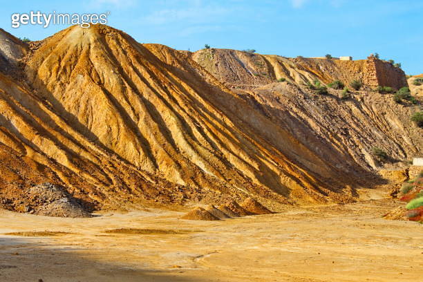 Arid landscape of the old Roman open-pit mines of Mazarrón, in Murcia ...