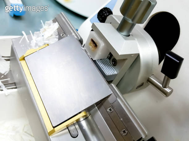 Tissue cutting machine or Manual Rotary Microtome isolated with ...