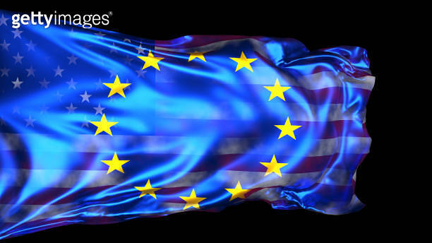 The transformation of the European flag into the American one. 이미지 ...