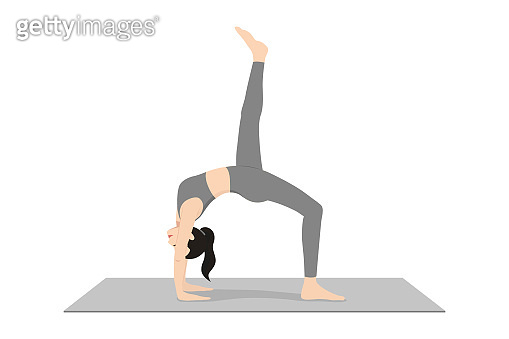 One-Legged Wheel Pose, Eka Pada Urdhva Dhanurasana (1404962750) 일러스트 ...