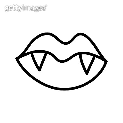 Vampire doodle lips with fangs. Vector icon for Hallowen holiday ...
