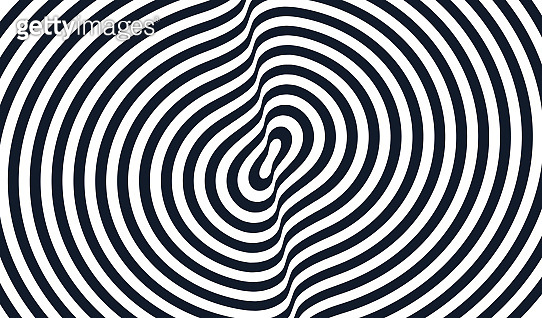Black and white design. Pattern with optical illusion. Abstract striped ...