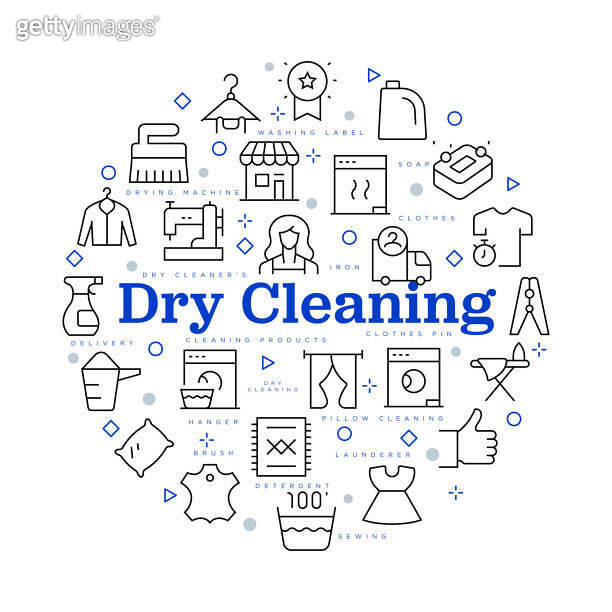 Dry cleaning. Vector design with icons and keywords (1370352408) 일러스트 ...