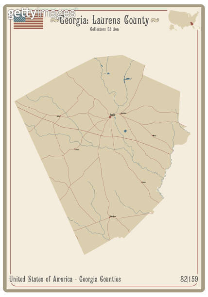 Map of Laurens County in Georgia (1424574883) - 게티이미지뱅크