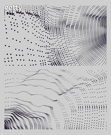 Abstract background with dynamic particles. Circular grid pattern. 3d vector illustration for ...