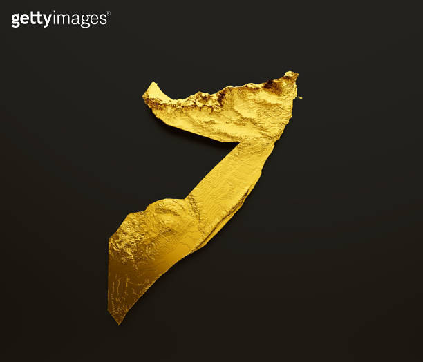 Somalia Map Golden metal Color Height map Background 3d illustration ...