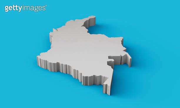 Colombia 3D map Geography Cartography and topology Sea Blue surface 3D ...