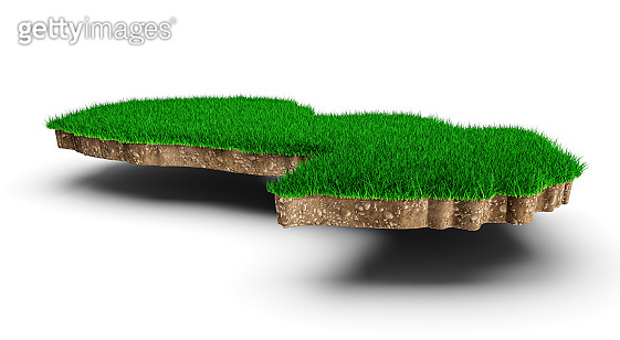 Paraguay map soil land geology cross section with green grass and Rock ...