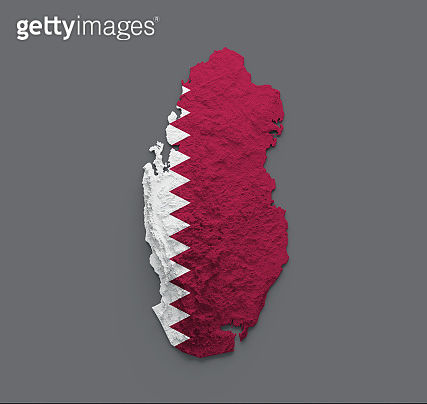 Qatar Map Flag Shaded relief Color Height map on white Background 3d ...