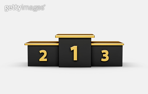 Gold and Black Winner Podium on white isolated background 3d ...