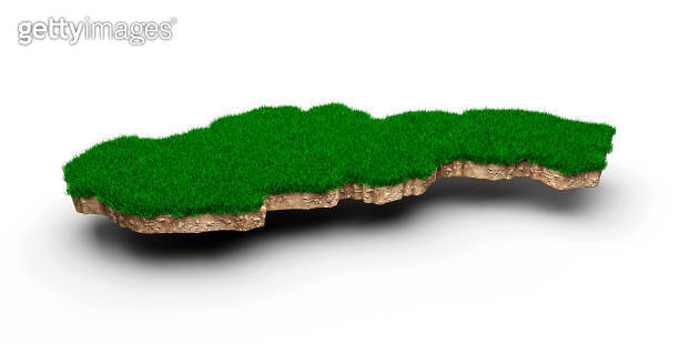 Slovakia Map soil land geology cross section with green grass and Rock ...