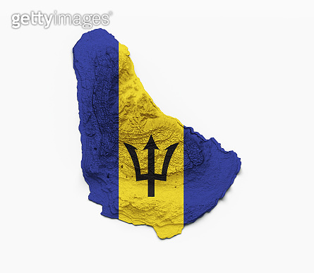 Barbados Map Barbados Flag Shaded relief Color Height map on white ...