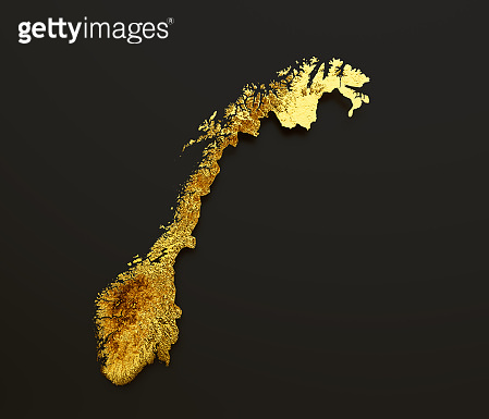 Norway Map Golden metal Color Height map Background 3d illustration 이미지 ...