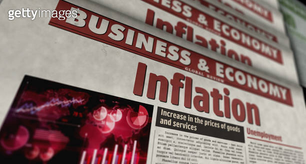 Inflation, unemployment and rising prices retro newspaper 3d ...