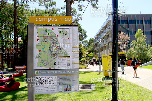 Campus Map and Students on Campus at Curtin University, Perth Western ...