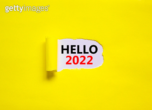 2022 hello new year symbol. Concept words Hello 2022 appearing behind ...