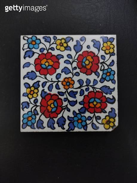 traditional handmade tiles with flower printing and kashigari design ...