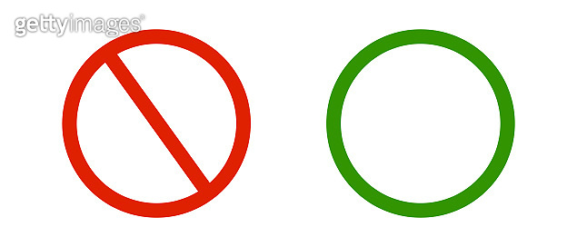Icon set of stop sign and correct answer sign. Permission and refusal ...