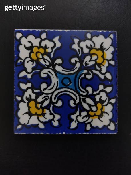 traditional handmade tiles with flower printing and kashigari design ...