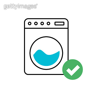 Washing machine and check mark icon. Vector. 이미지 (1404676840) - 게티이미지뱅크