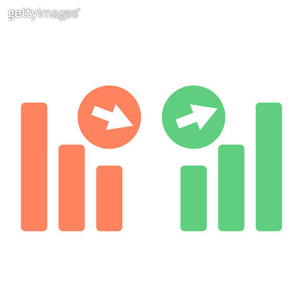 A set of icons for decreasing and increasing bar graphs. Analysis chart ...