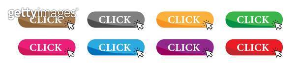 Button icon, click on web button with cursor. Button pointer. Button ...
