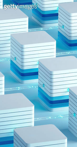 Blockchain concept with square-shaped units for a creative background ...