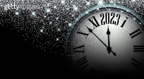 Half hidden clock showing 2023 on back background. 이미지 (1446026745 ...