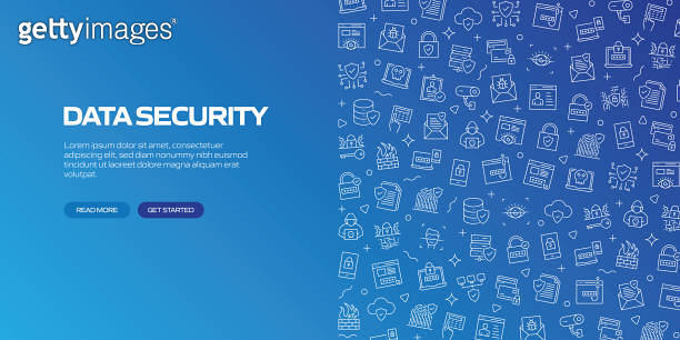 DATA SECURITY Web Banner with Linear Icons, Trendy Linear Style Vector 이미지 (1443849061) - 게티이미지뱅크