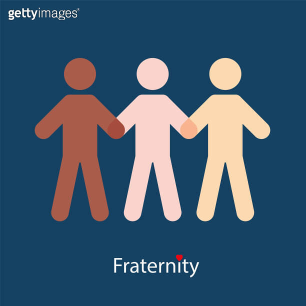 Concept of fraternity with men of different ethnicities who give each ...