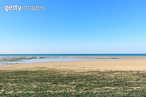 The beach of the Overlord landing of Juno beach in Bernieres sur Mer ...