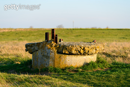 An element of a German fortification in Europe, in France, in Normandy ...