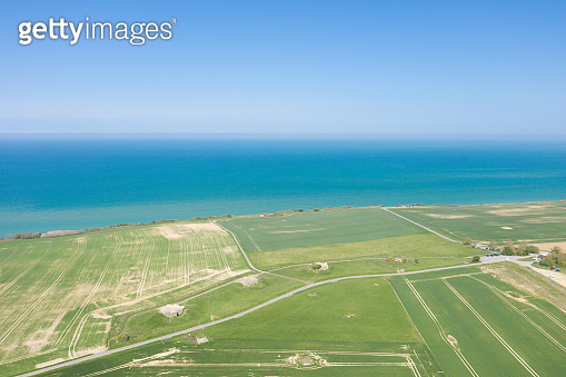 The panoramic view of the battery of Longues-sur-Mer in Europe, France ...