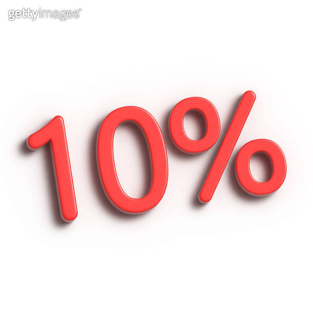 Red 10 percent sign isolated on white background. Ten percentage. Sale ...