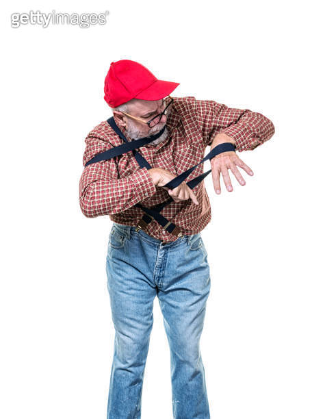 Hillbilly Old Man Tangled In His Suspenders 이미지 (1445844527) - 게티이미지뱅크
