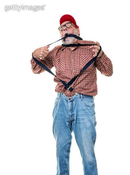 Senior Adult Man Hillbilly Terrified By His Suspenders 이미지 (1445844510 ...